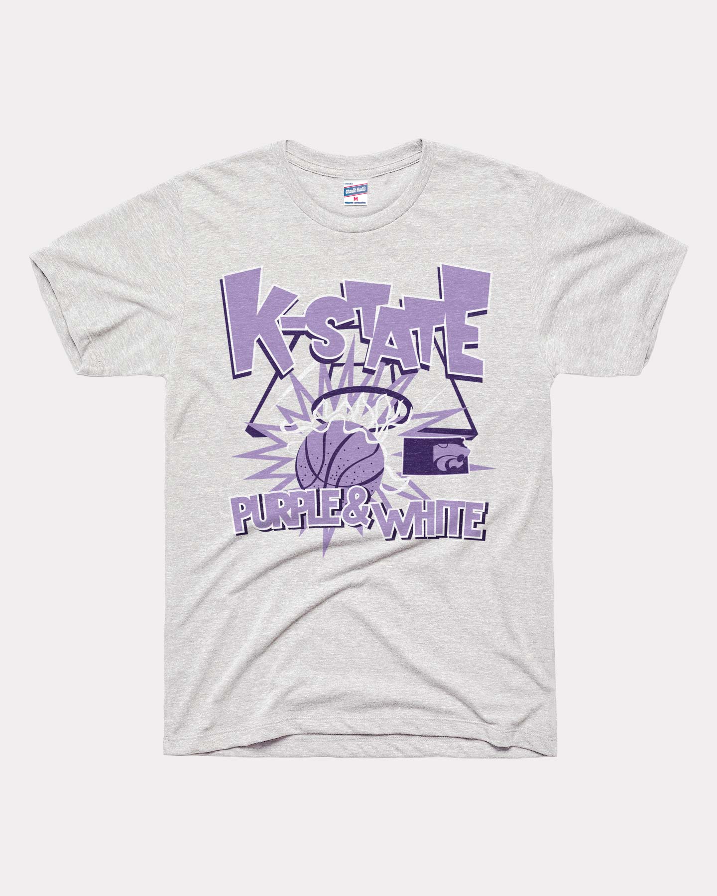K-State Purple & White Basketball Slam Ash Tee | CHARLIE HUSTLE